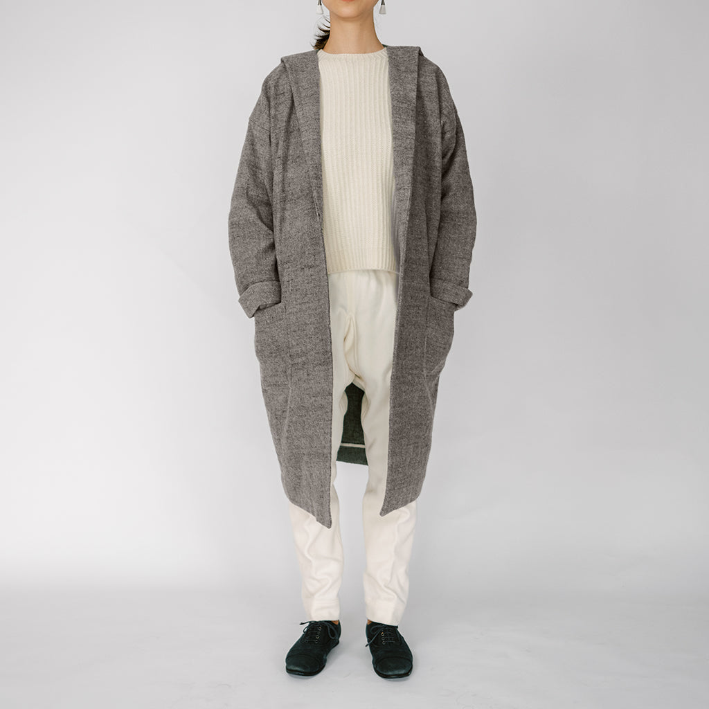 [Front-opening coat] Himalayan wool/gray