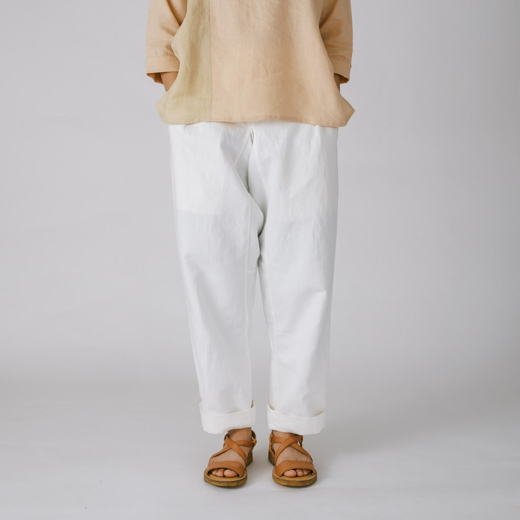 [Karusan] Linen cotton denim/white